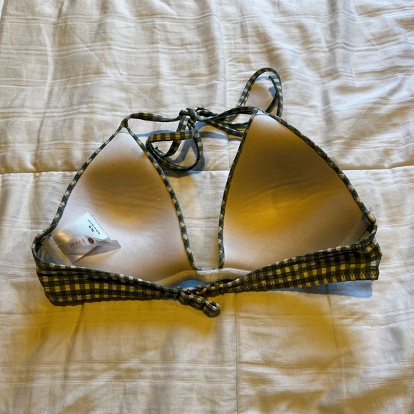 Swim | Sage And White Checkered Bikini Top | Poshmark